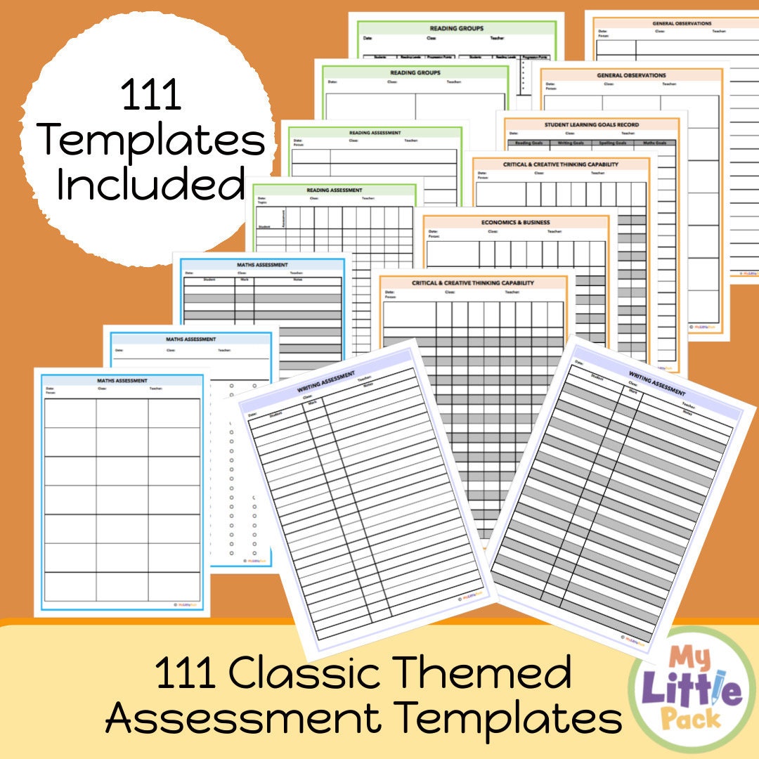 111 Teacher Assessment Record TEMPLATES - Classic Theme - Etsy