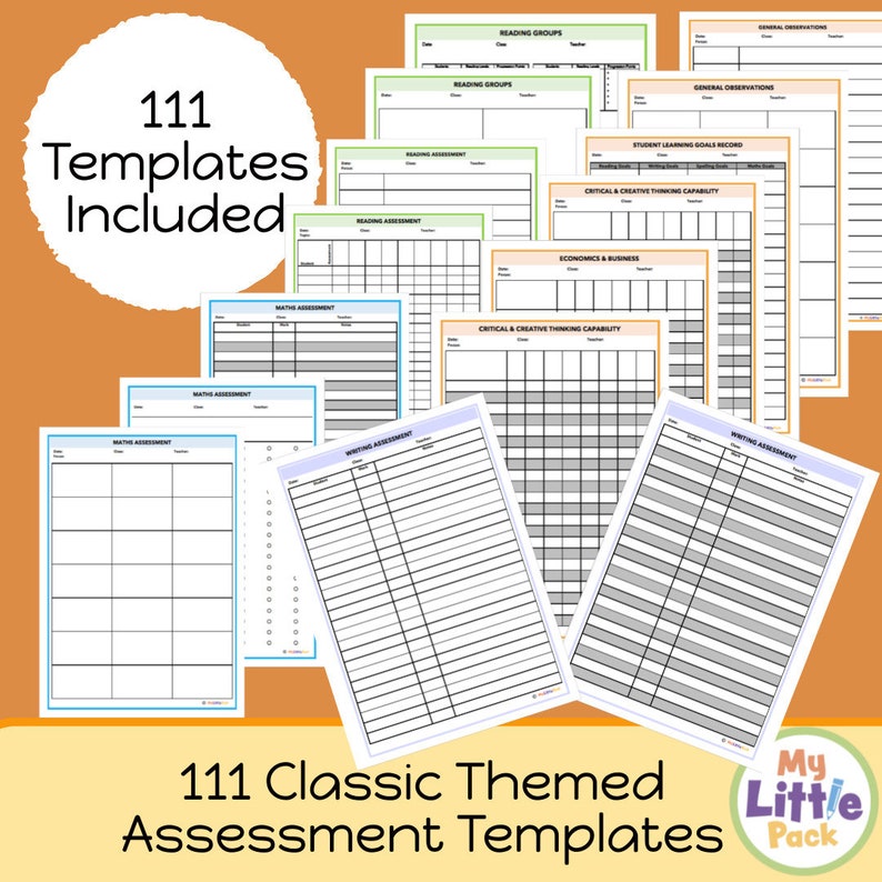 111 Teacher Assessment Record TEMPLATES - Classic Theme - Etsy