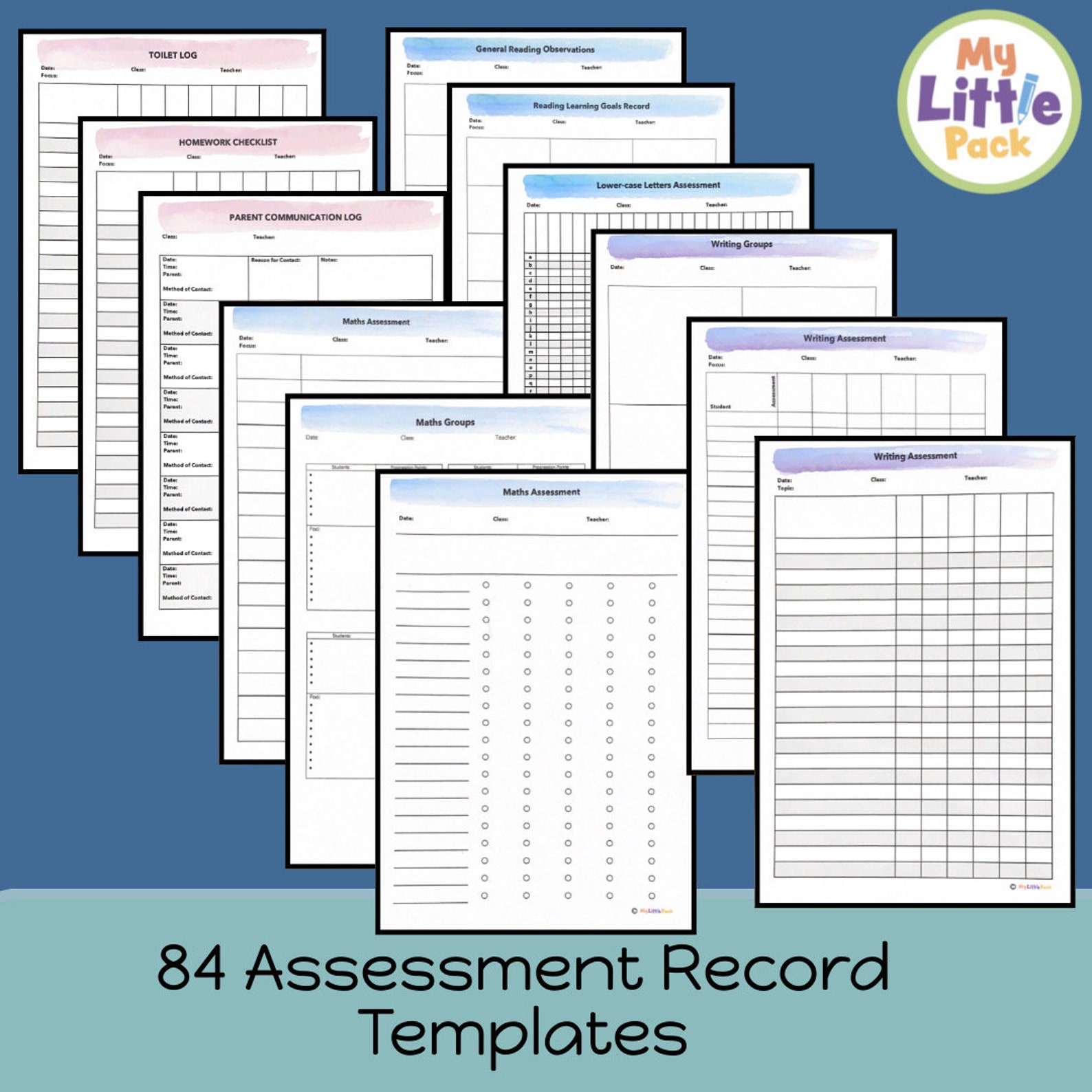 84 Teacher Assessment Record TEMPLATES - Watermark Theme - Etsy