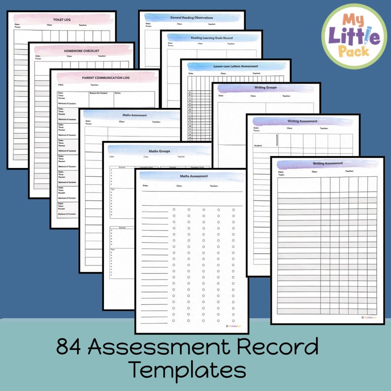 84 Teacher Assessment Record TEMPLATES - Watermark Theme - Etsy
