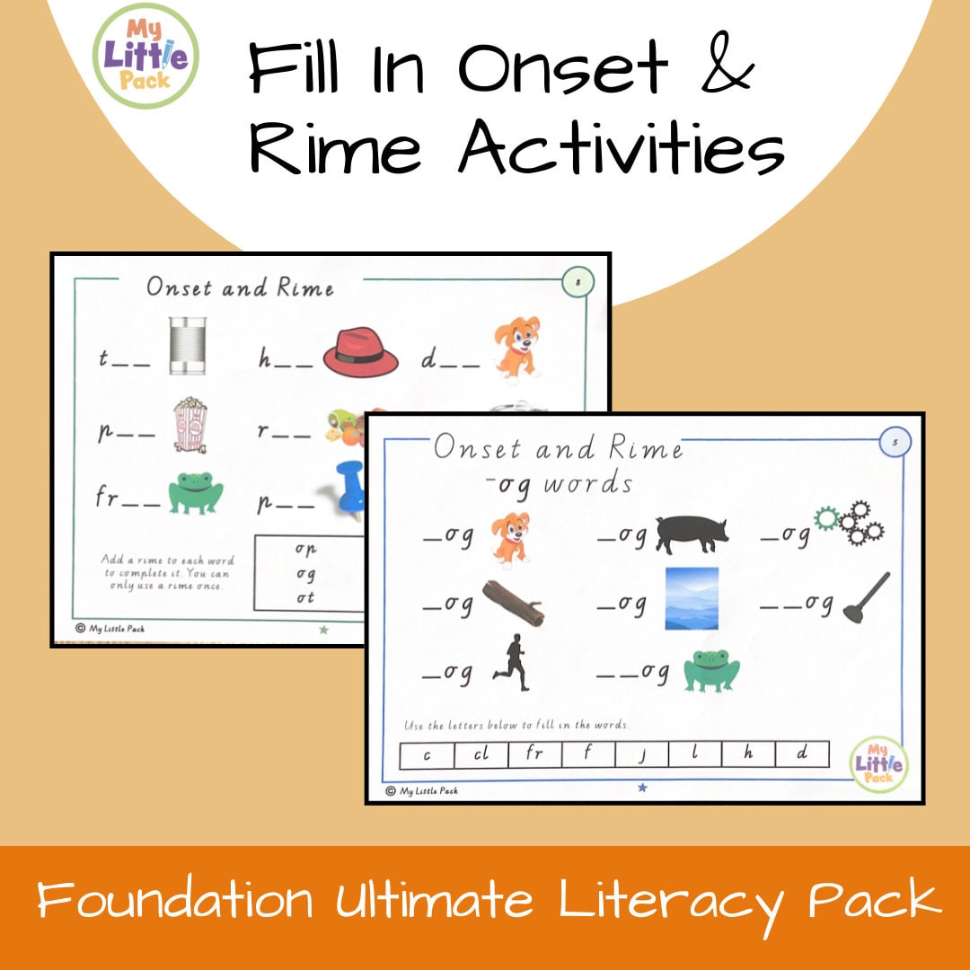 Rhyming Words Printable Activity - Onset & Rime Activities - Etsy