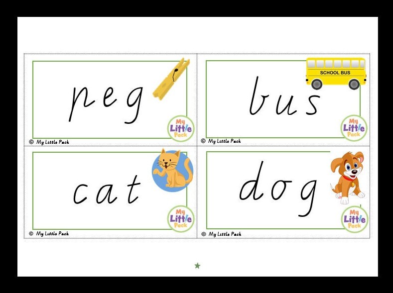 CVC (consonant, Vowel, Consonant) Words Flashcards - Etsy