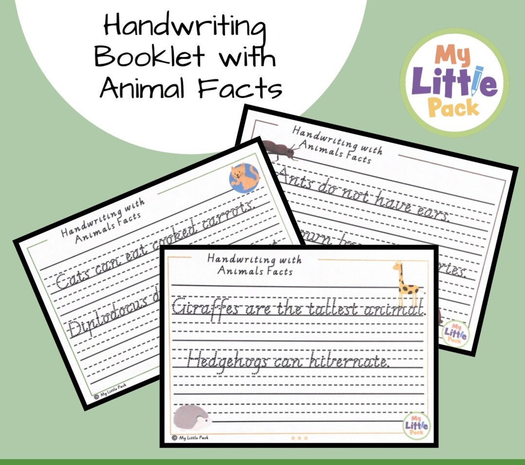 Alphabet Handwriting Booklet With Dotted Third Lines and Animal Facts ...