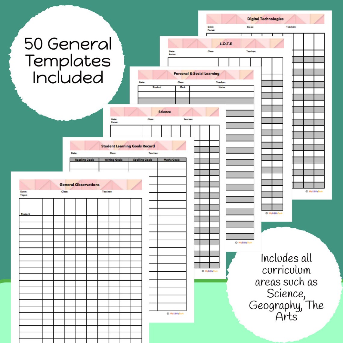 111 Teacher Assessment Record TEMPLATES - Geometric Theme - Etsy