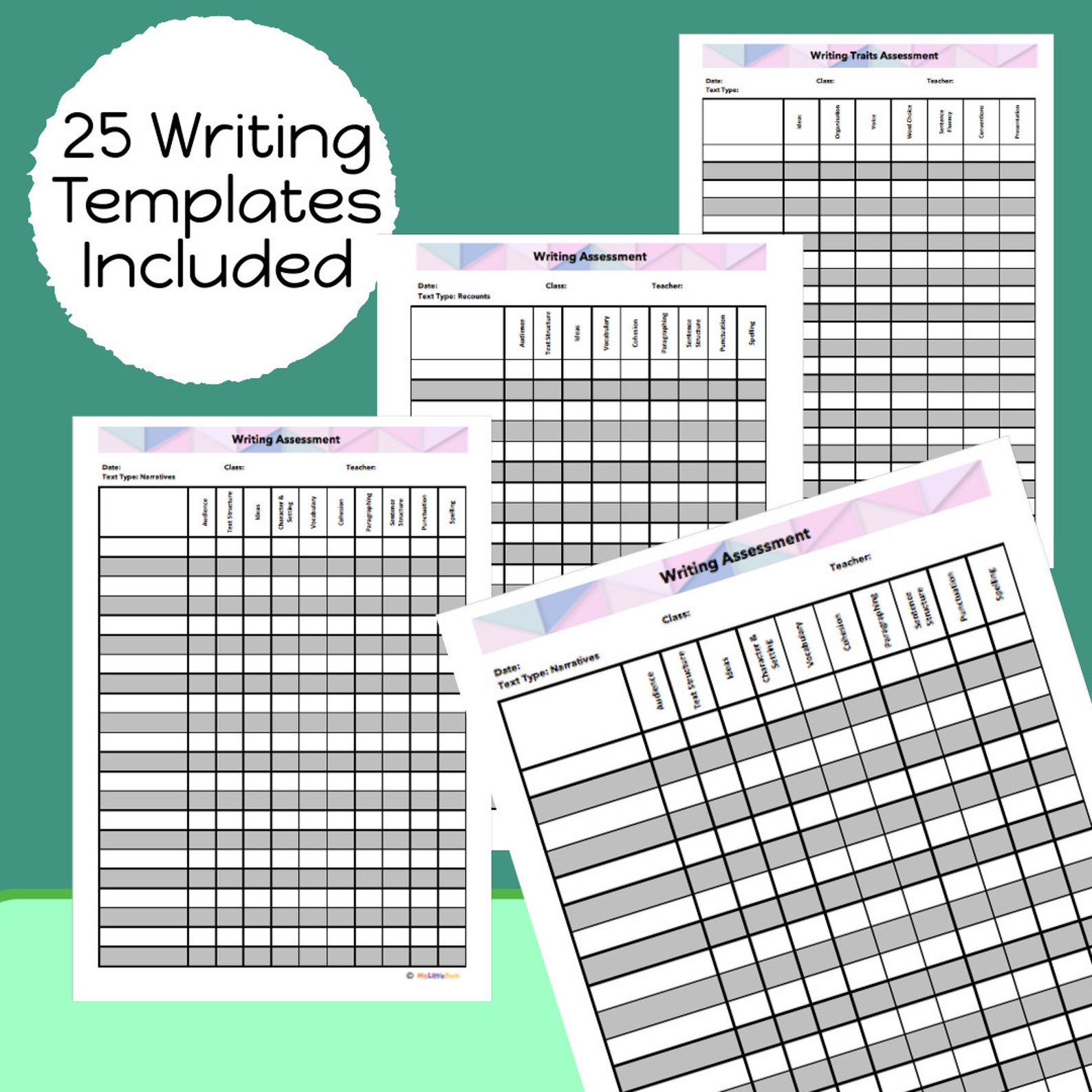 111 Teacher Assessment Record TEMPLATES - Geometric Theme - Etsy