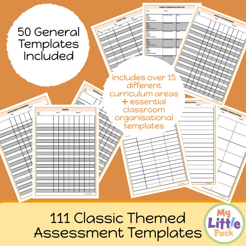 111 Teacher Assessment Record TEMPLATES - Classic Theme - Etsy