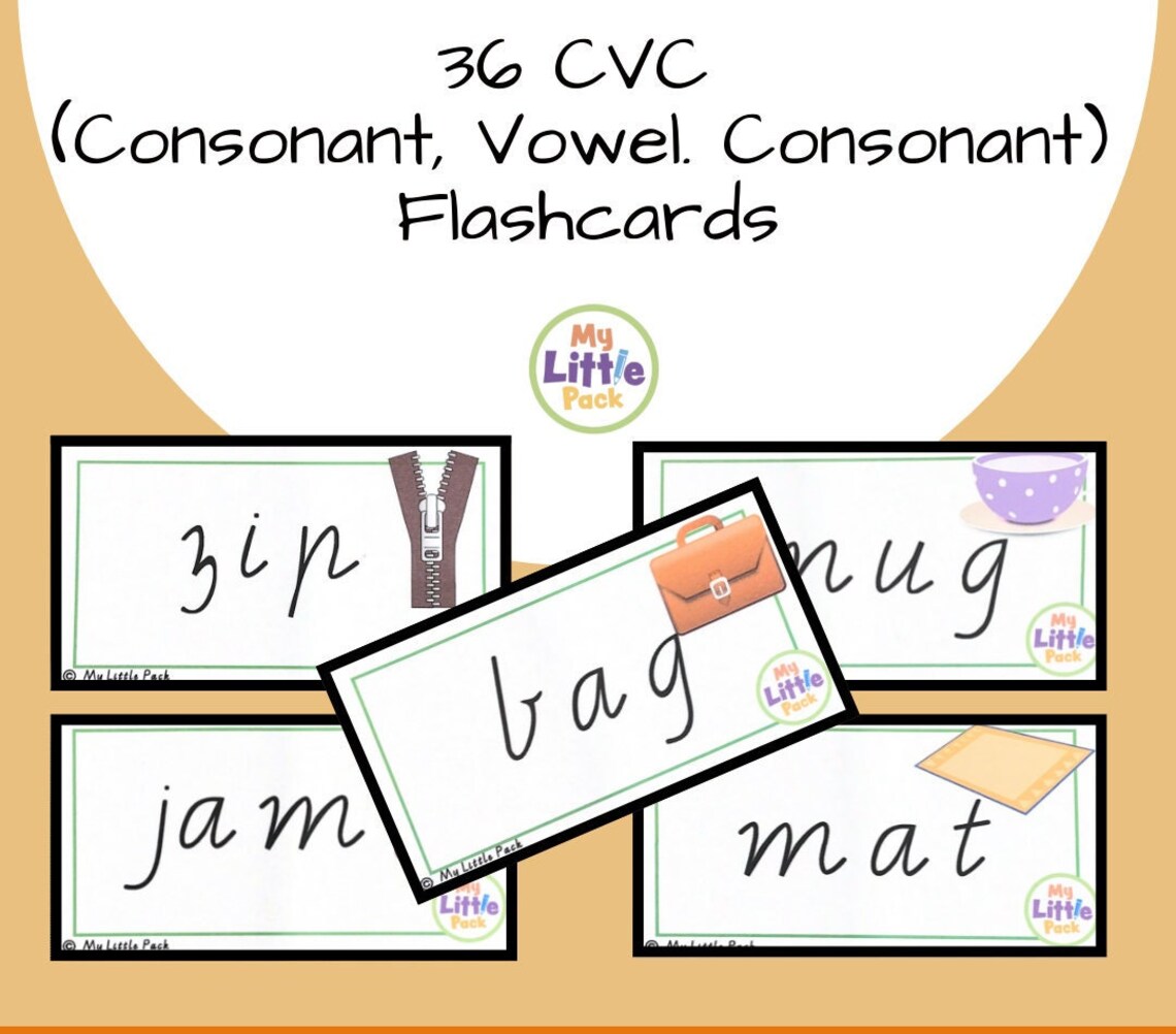 CVC (consonant, Vowel, Consonant) Words Flashcards - Etsy