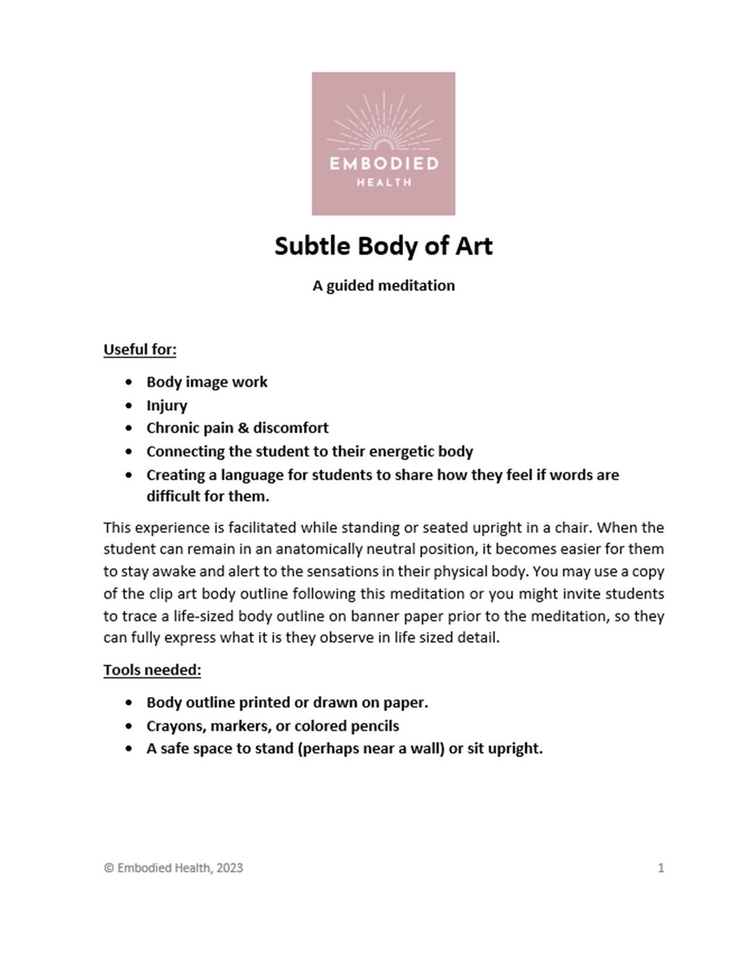 Guided Meditation Script - A Subtle Body of Art - Etsy