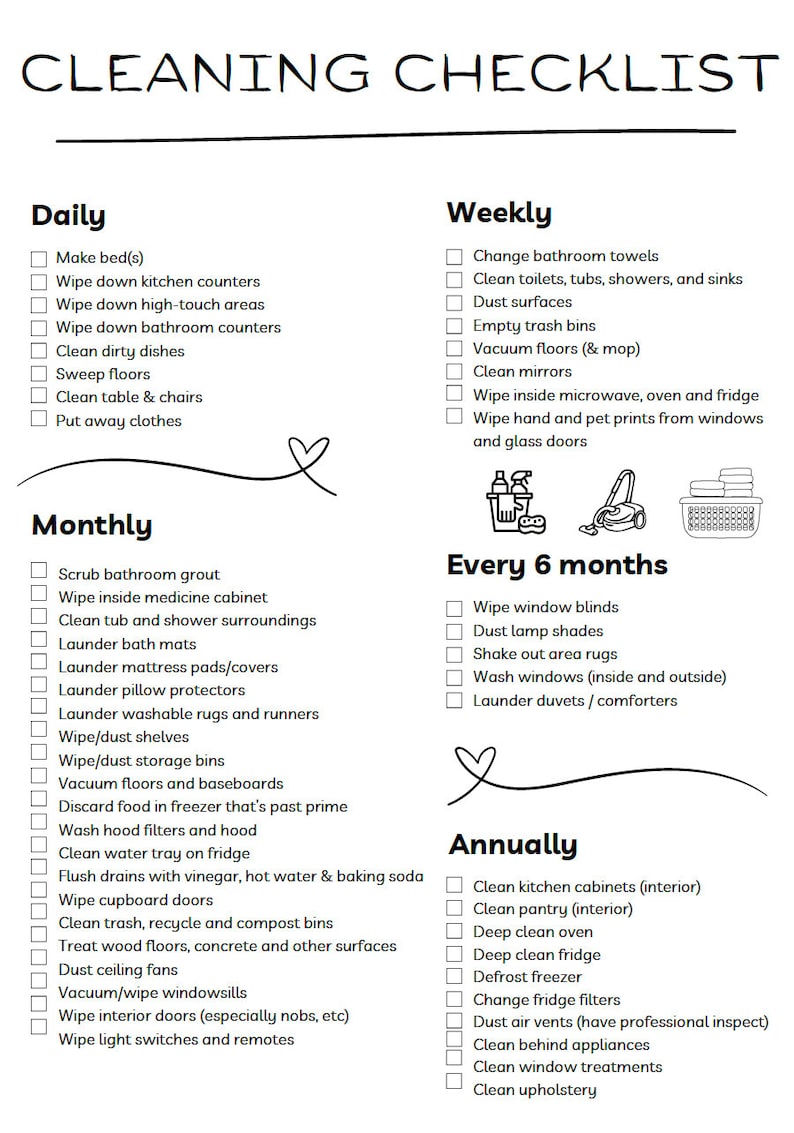 Comprehensive Cleaning Checklist - Transform Your Space! - Etsy