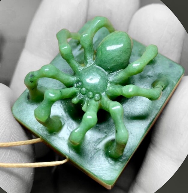 Pounamu Jade Spider Maori Rare Hand Carved Nephrite New Zealand Jewelry ...