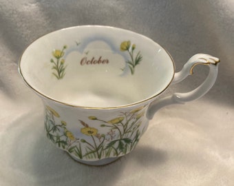 Flower of the Month Series Teacup and Saucer, Royal Albert October ...