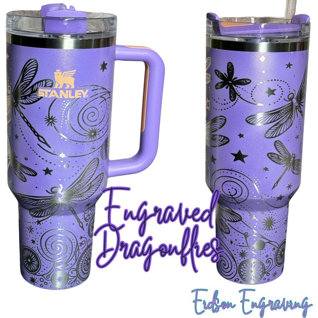 Stanley Engraved Dragonflies and Doodles. Periwinkle Shimmer, 40 0z ...