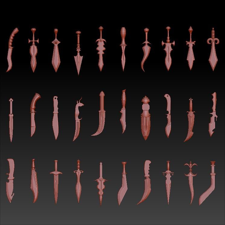 100 Types of Cosplay Dagger Models/3d Models/3d Prints STL/OBJ File - Etsy
