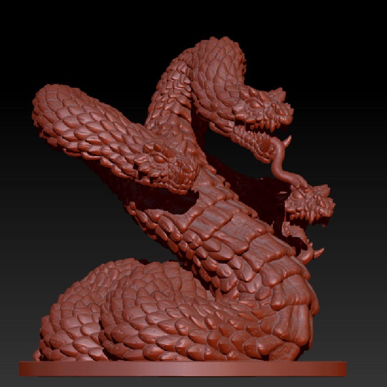 Three-headed Snake 3D Prints STL File - Etsy