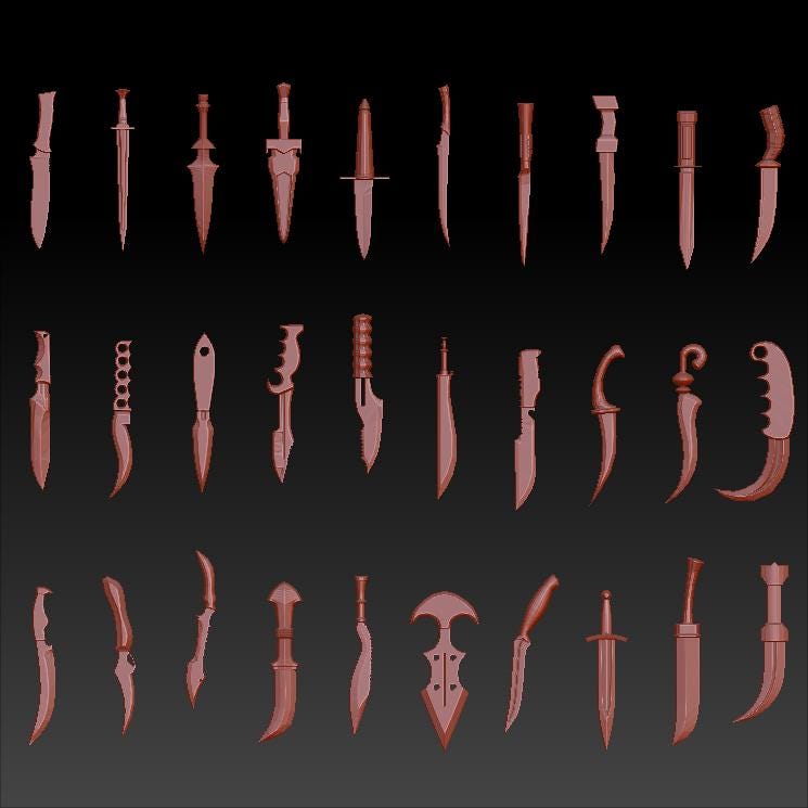 100 Types of Cosplay Dagger Models/3d Models/3d Prints STL/OBJ File - Etsy