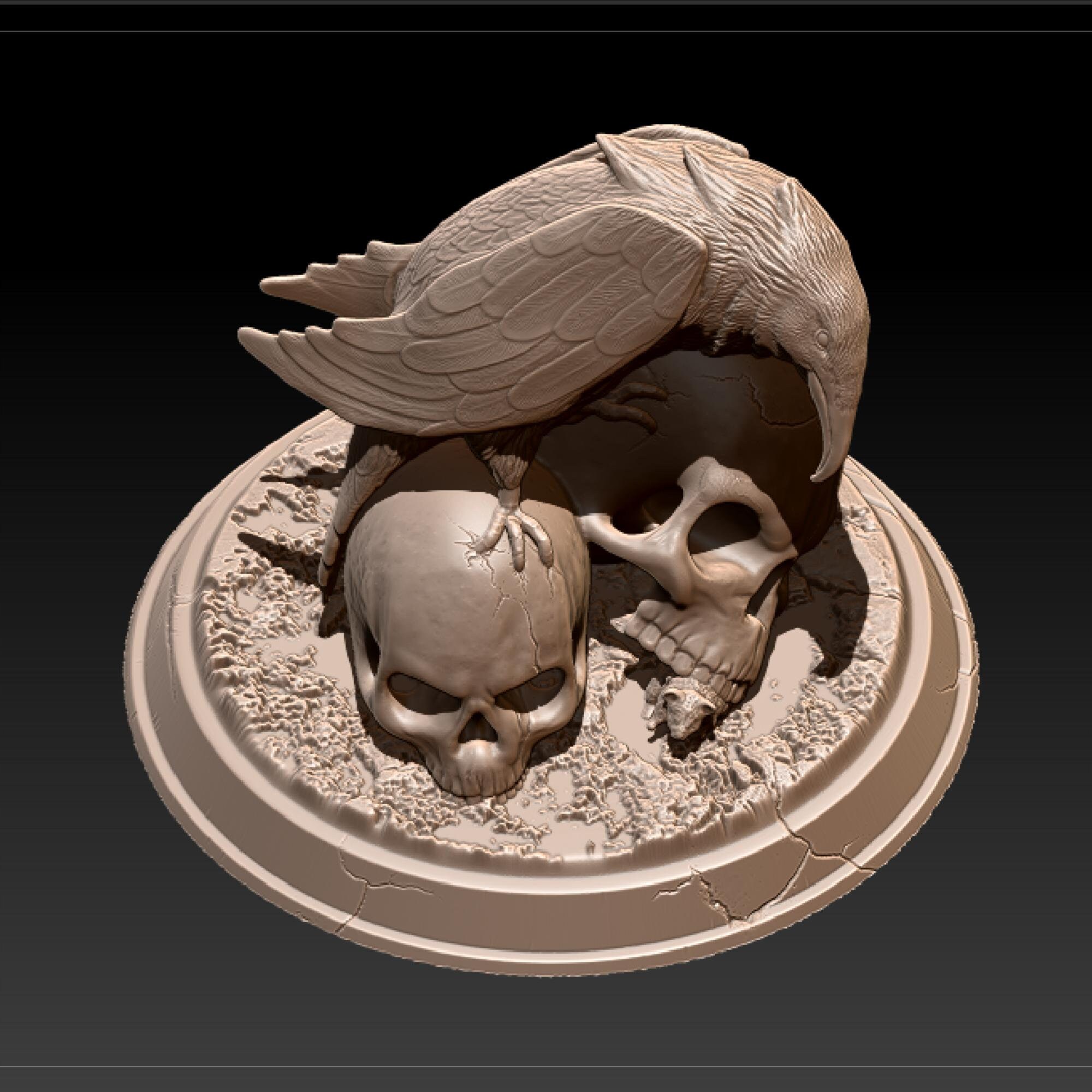 Crow and Skull 3D Prints STL File - Etsy