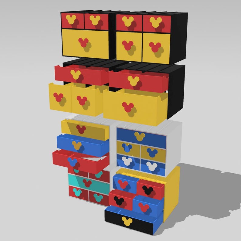 Cute Cartoon Desk Organizer Drawer Set | STL 3D Print File, Stackable ...