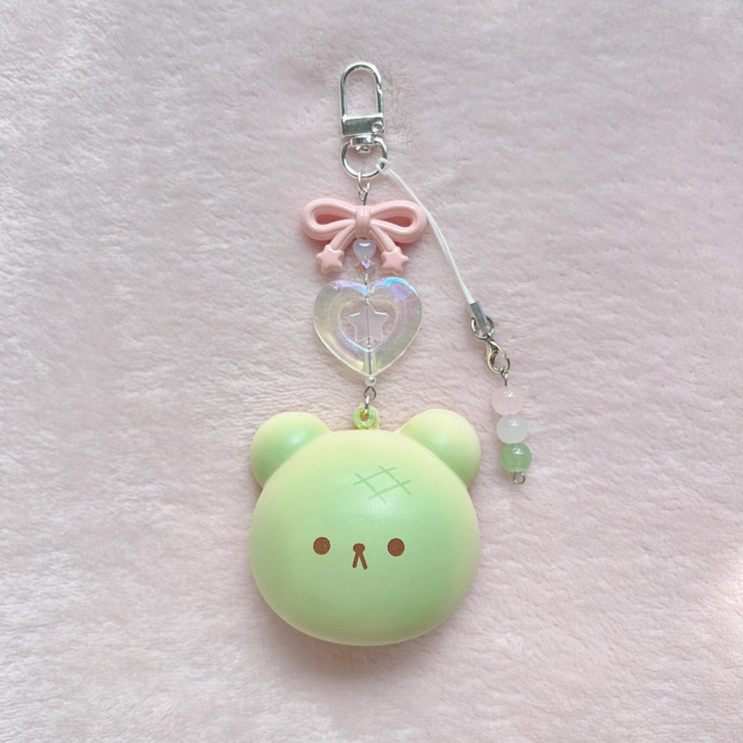 Melon Pan Bear Squishy | Kawaii Cute Charm Keychain Drop Dangle Star ...