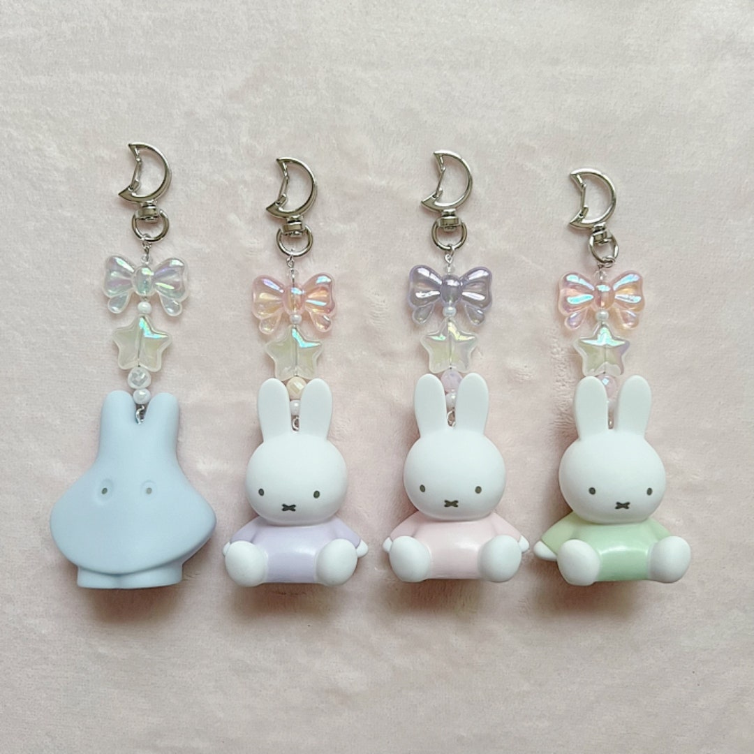 Light up Miffy | Kawaii Cute Keychain Charm Star Heart Bow Pearl Drop ...