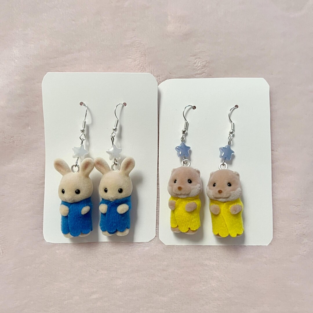 Baby Buddies | Kawaii Cute Calico Critters Earring Drop Dangle Star ...