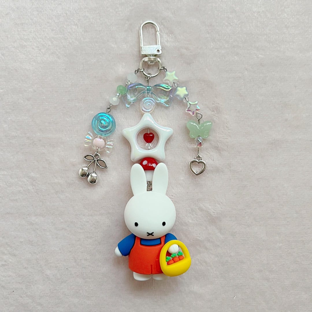 Miffy Picnic | Kawaii Cute Charm Keychain Drop Dangle Star Heart Bow ...