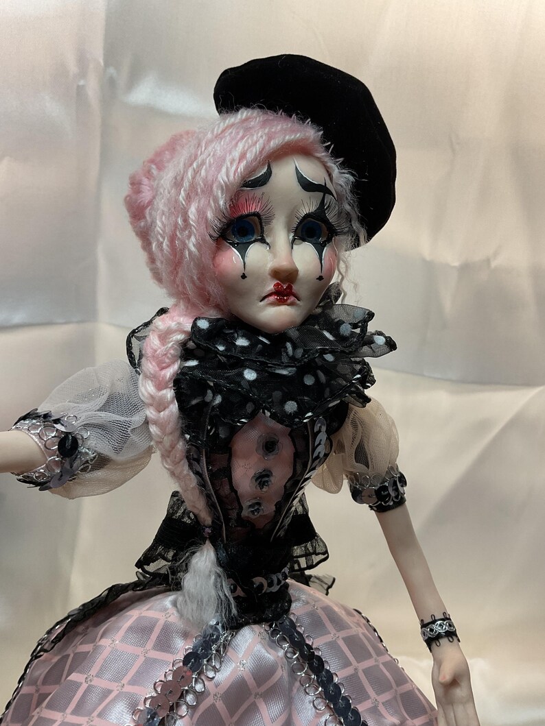 Sad Crying Harlequin Jester Clown Artist Boudoir Doll 15” French Circus ...