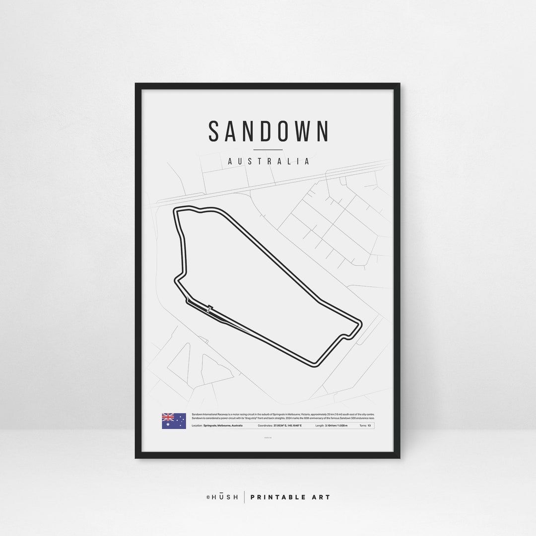 Sandown International Raceway Printable Wall Art Decor. V8 Supercars ...