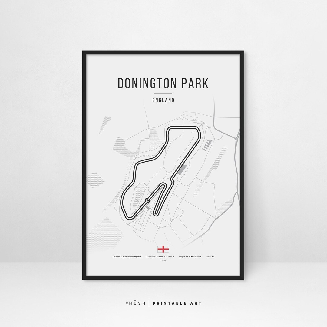 Donington Racing Circuit Digital Print White|donington Race Track ...
