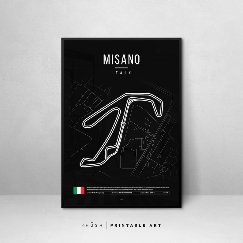 Misano Motogp Circuit Poster: Minimalist Race Track Art (digital ...