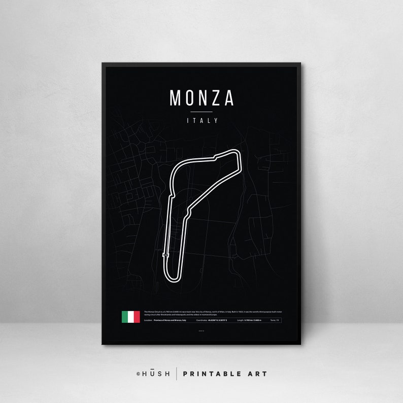 Formula 1 Monza Circuit Printable Wall Art Decor. Fathers Day Gift. F1 ...