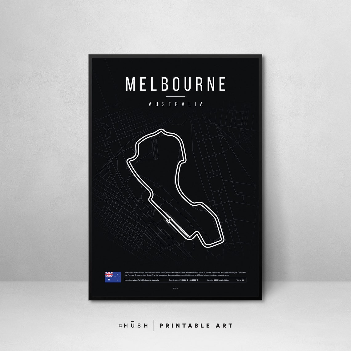 Formula 1 Melbourne Circuit Printable Wall Art Decor. Fathers Day Gift ...