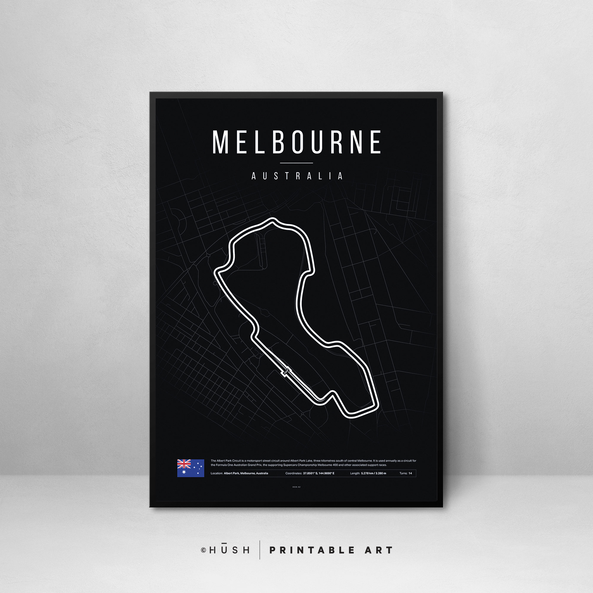 Formula 1 Melbourne Circuit Printable Wall Art Decor. Fathers Day Gift ...