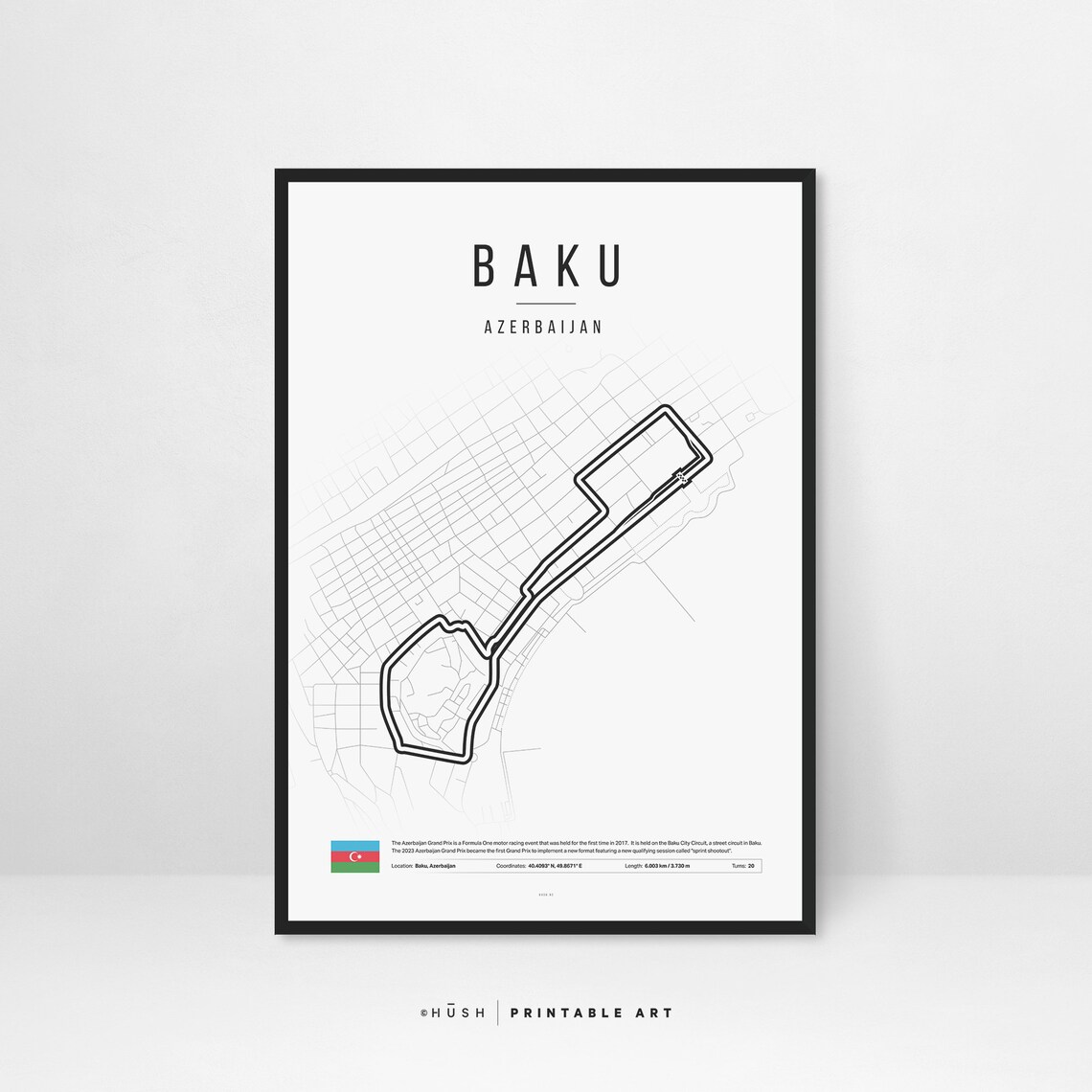Baku Azerbaijan F1 Grand Prix Poster: Minimalist Track Map (digital ...