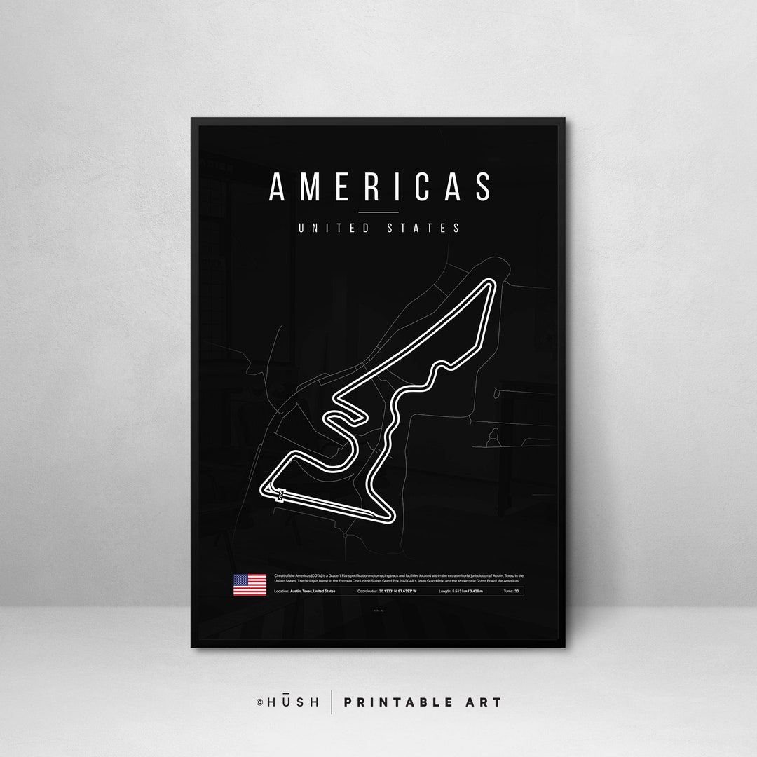 Circuit of the Americas F1 Poster: Minimalist Race Track Art (digital ...