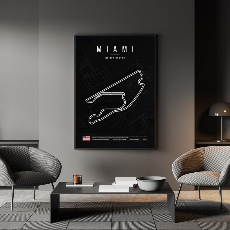 Formula 1 Miami Circuit Print | F1 Wall Art Decor | F1 USA Miami ...