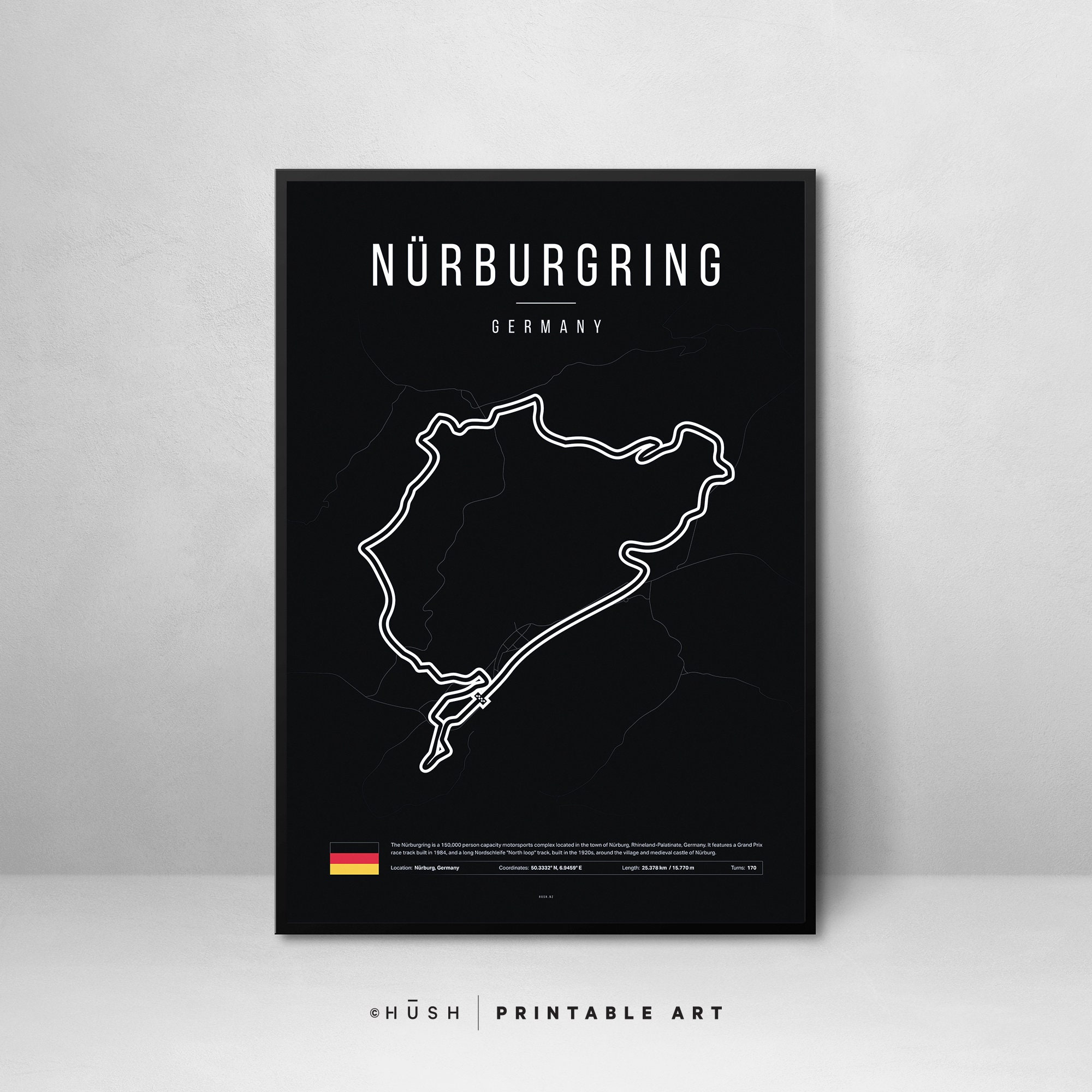 Nürburgring Race Track Printable Wall Art Decor Fathers Day Gift F1 ...