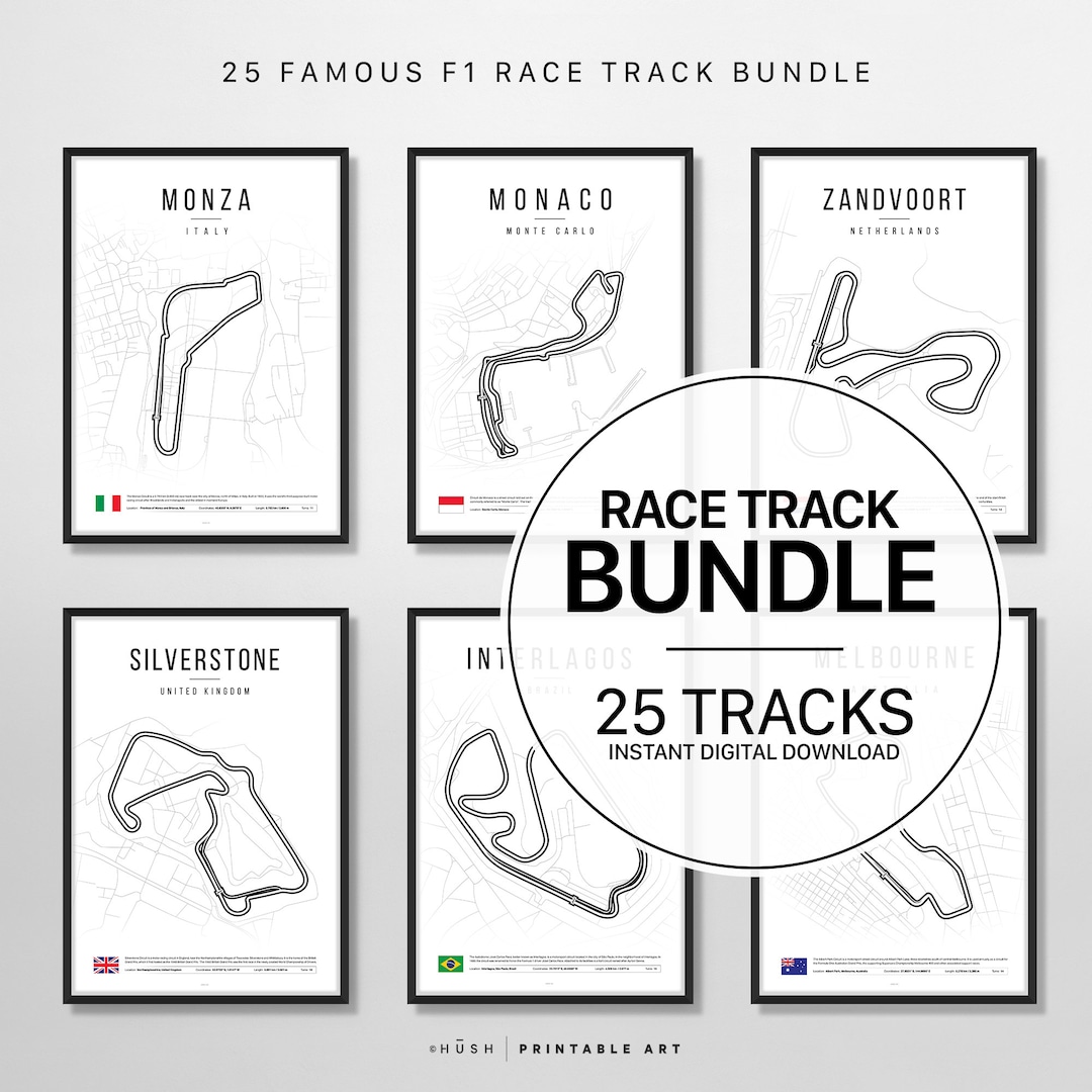 2025 F1 Poster Bundle. Race Track Wall Art. Includes 25 Famous Circuits ...