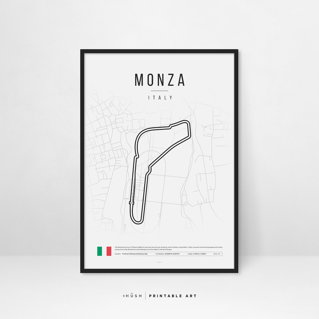 Formula 1 Monza Circuit Printable Wall Art Decor. Fathers Day Gift. F1 ...