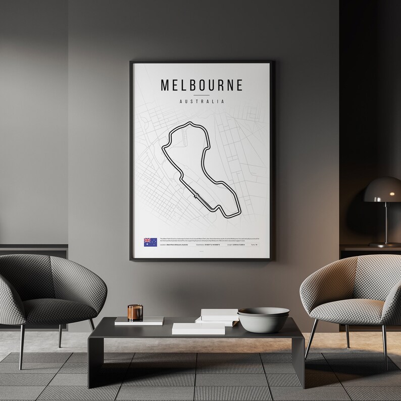 Melbourne Formula 1 Circuit Poster: Modern F1 Wall Art (digital ...