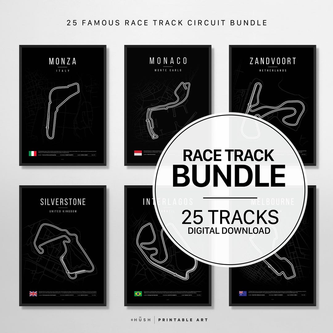 F1 Poster Bundle. Race Track Wall Art. Includes 25 Famous Circuits F1 ...