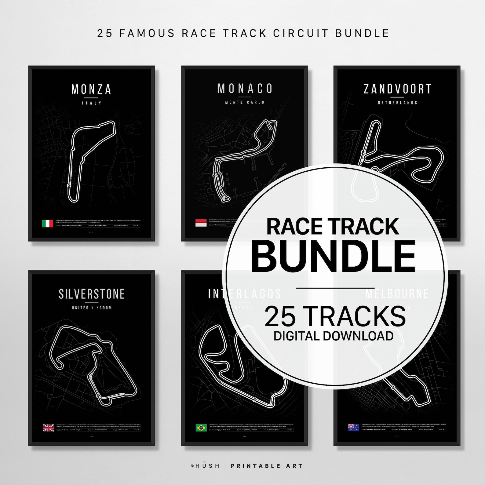 F1 Race Track Poster Bundle 2025: 25 Famous Circuits (digital Download ...