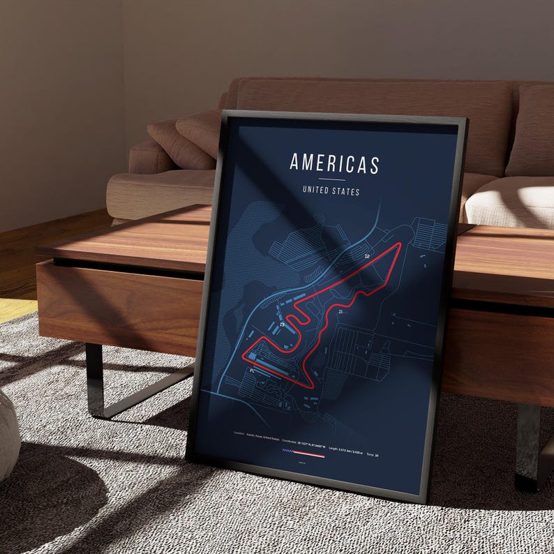 Circuit of the Americas F1 Poster: Abstract Race Track Art (digital ...