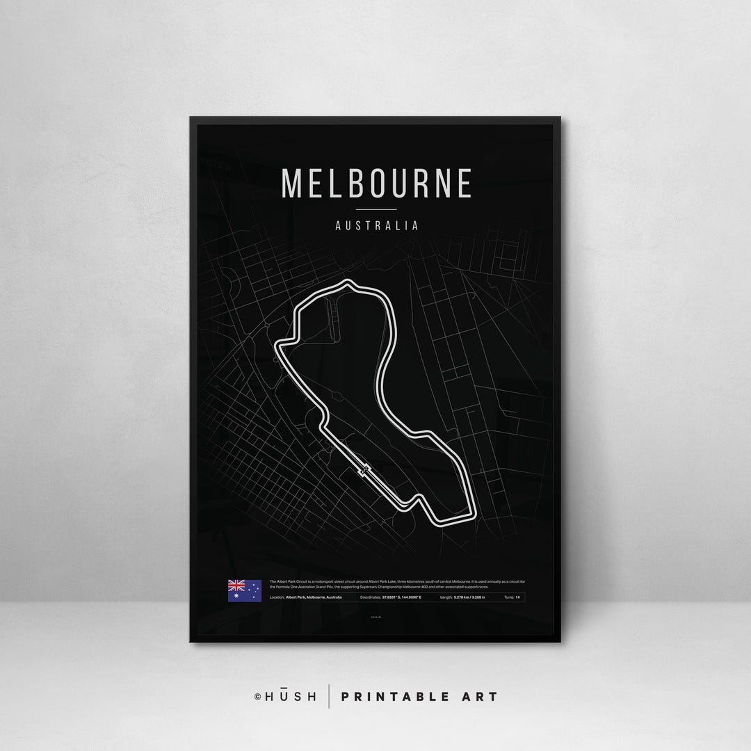 Formula 1 Melbourne Circuit Printable Wall Art Decor. Fathers Day Gift ...