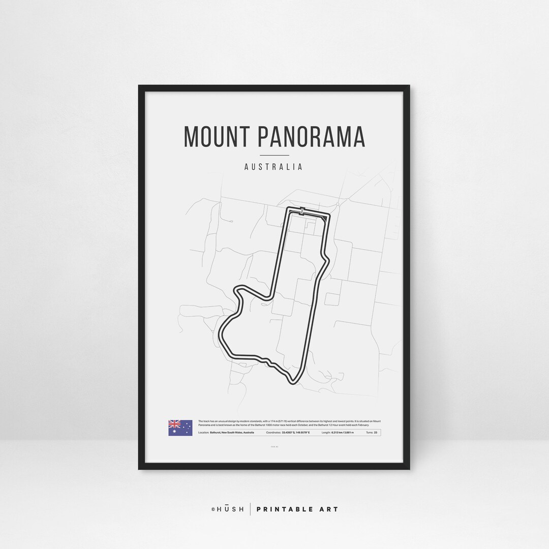 Mount Panorama Racing Circuit Digital Print White|bathurst Race Track ...