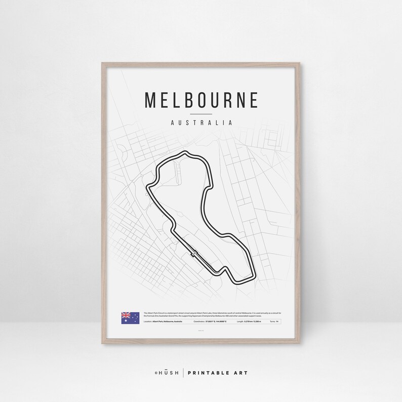 Formula 1 Melbourne Circuit Printable Wall Art Decor. F1 Poster Gift ...