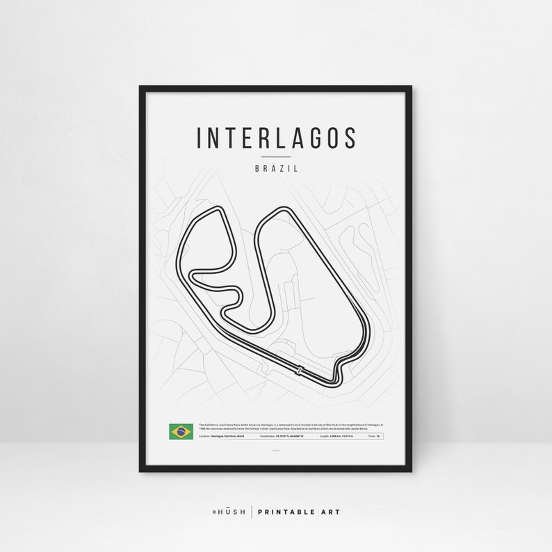 Interlagos F1 Race Track Poster: Minimalist Wall Art (digital Download ...