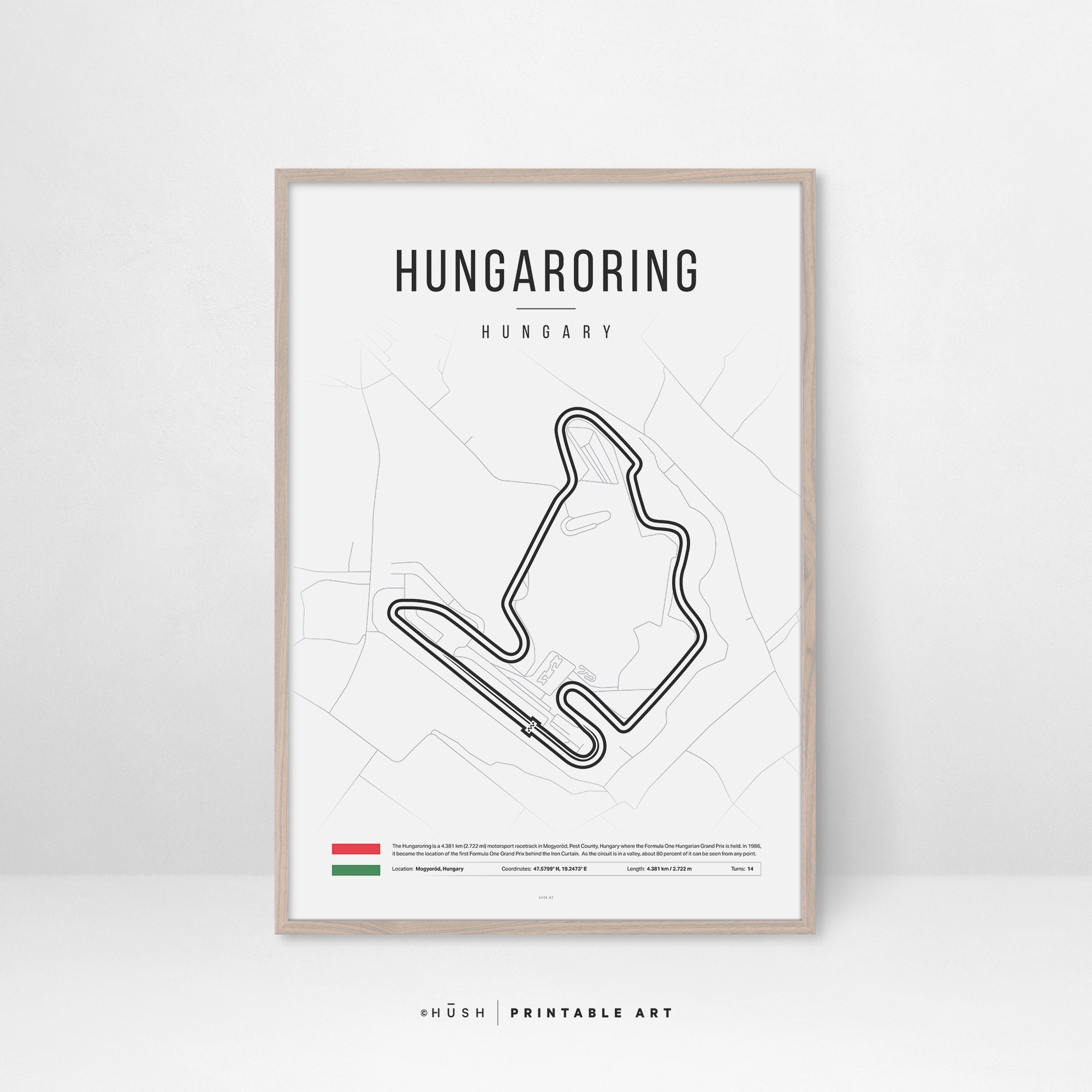 Formula 1 Hungaroring Circuit Printable Wall Art Decor. Fathers Day ...