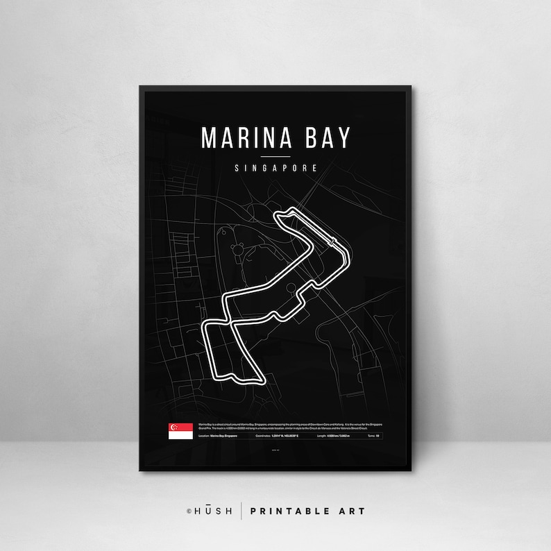Marina Bay Singapore F1 Track Poster: Minimalist Grand Prix Art ...