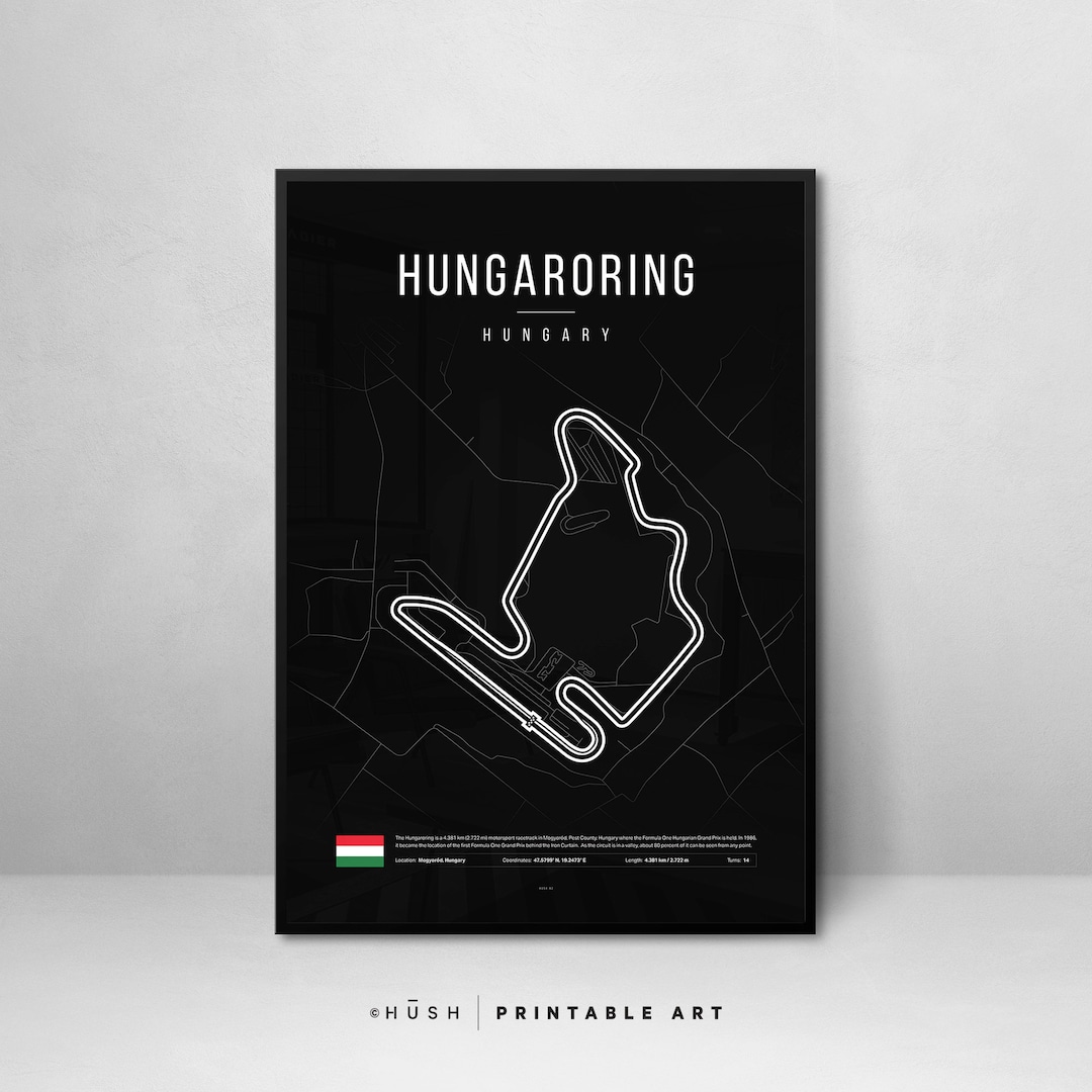 Formula 1 Hungaroring Circuit Printable Wall Art Decor. Fathers Day ...
