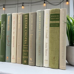 Earth Tone Decor Books, Neutral Decor Books, Cream and Sage Decorative ...